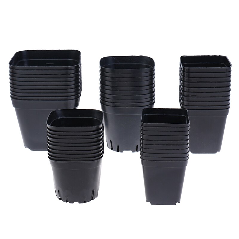 10pcs Black Color Flower Pots Planters Pot Trays P... – Grandado