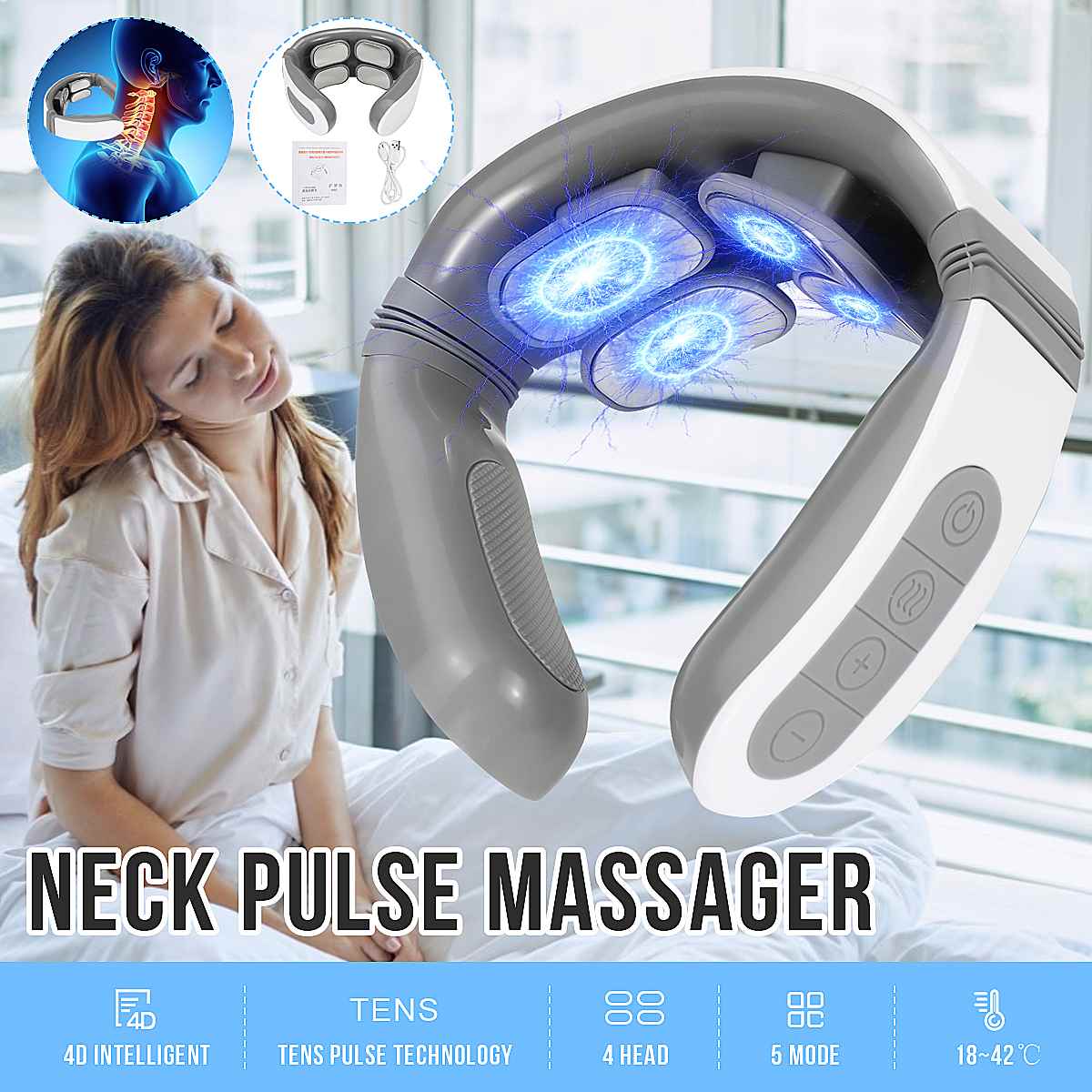 Electric Pulse Neck Massager 4D Floating Pulse Pai... – Grandado