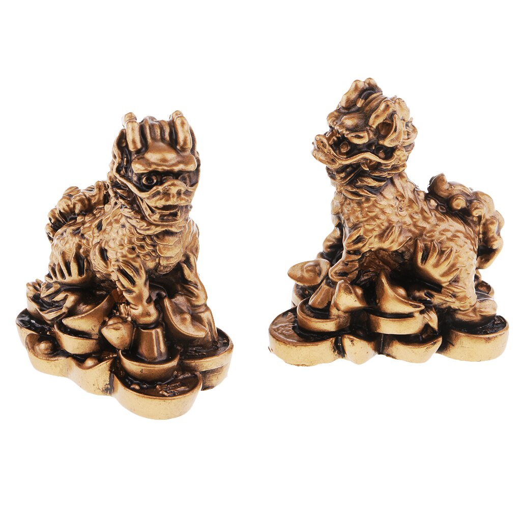 Set Of 2Pcs Bronze Chi Lin / Qi Lin Desktop Orname... – Grandado