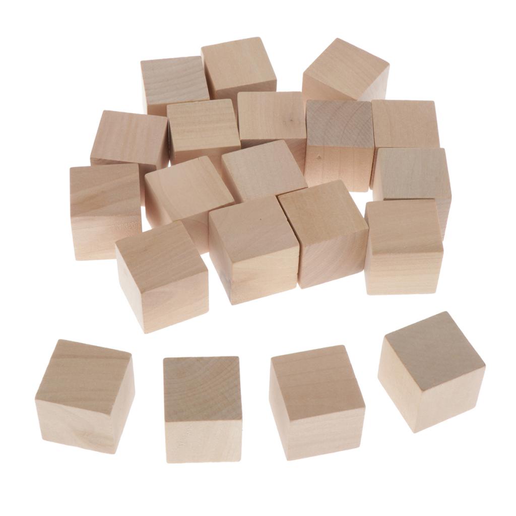 MagiDeal 20Pc Unfinished Craft Wood Cubes Wooden C... – Grandado