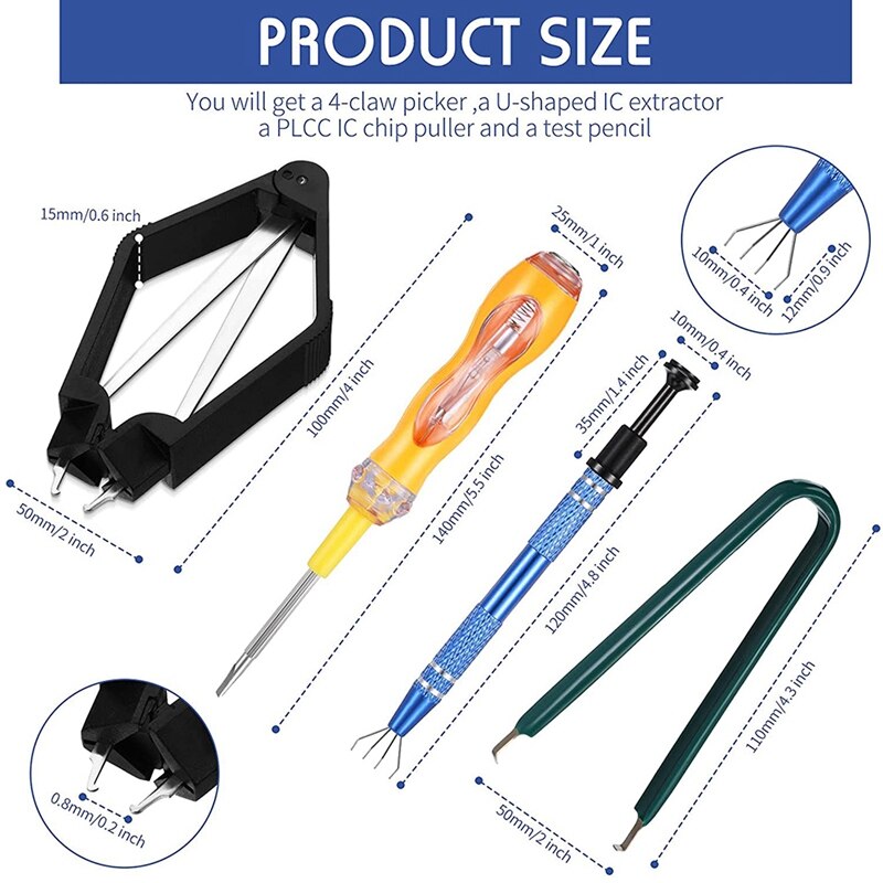 4 Pcs Ic Chip Remover Tool Ic Plcc Chip Extractie ... – Vicedeal