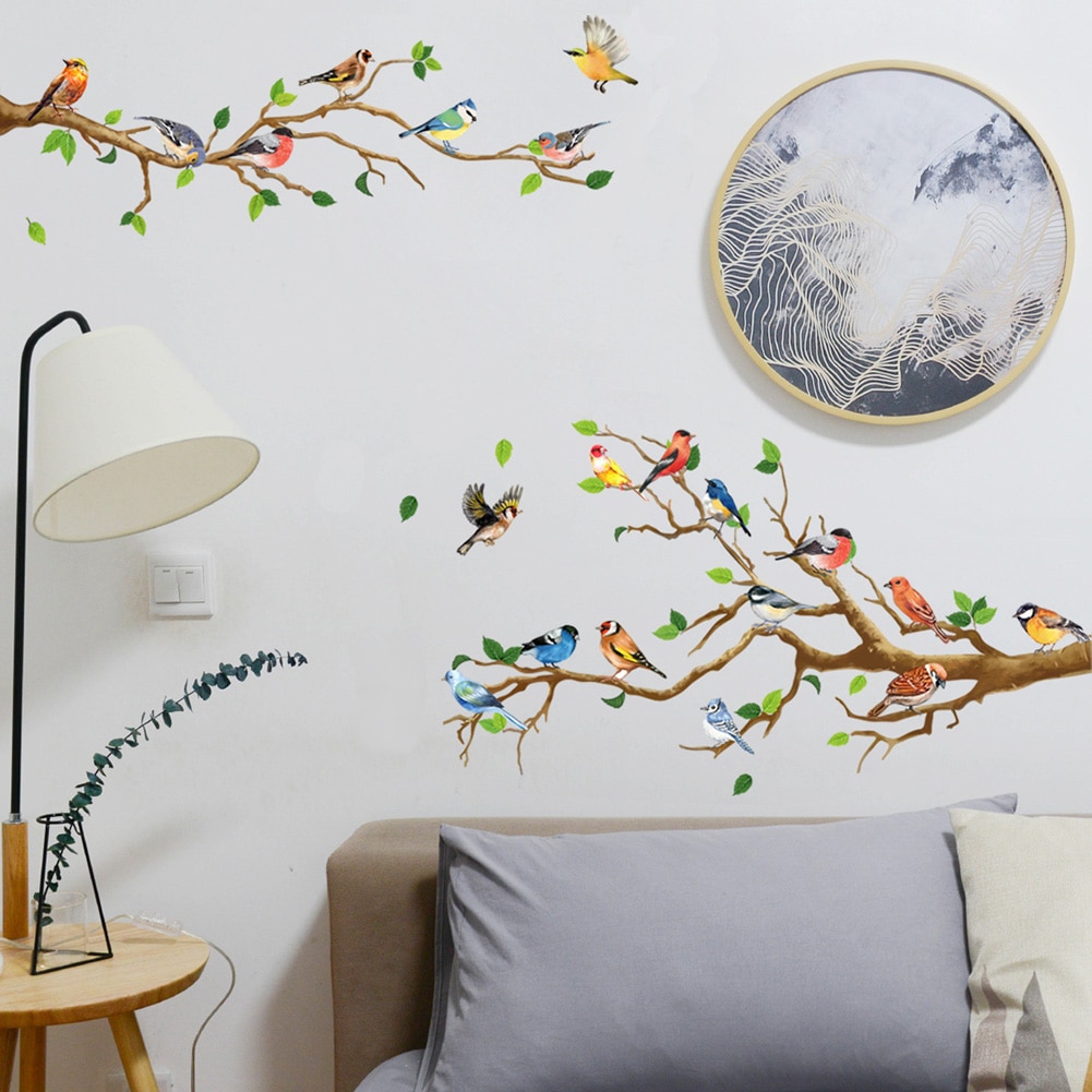 Bird On Branch Wall Sticker Living Room Sofa TV Ba... – Grandado