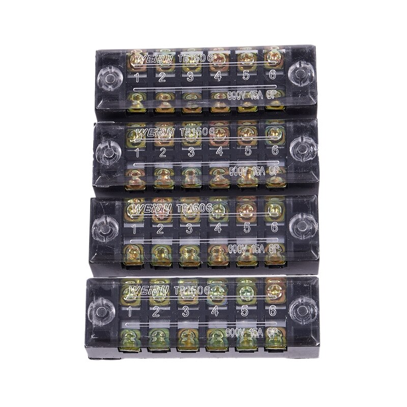 4 Pcs 15A Dual Row 6P Screw Connector Electric Bar... – Grandado