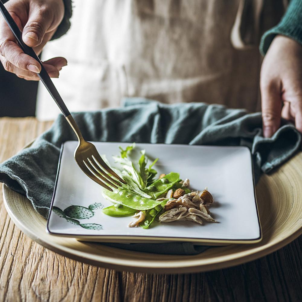 Keramisk firkantet biff vestlig tallerken restaura... – Grandado