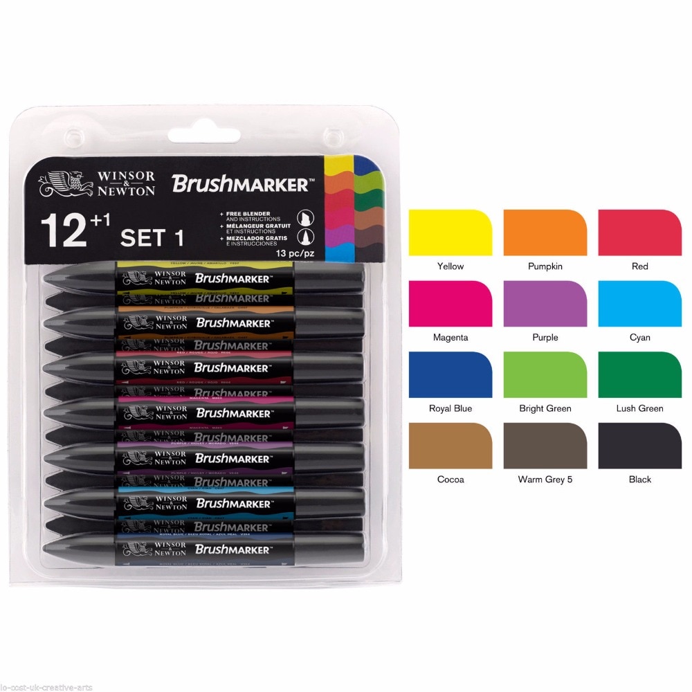 Winsor & Newton Brushmarker Set 6 Colors 12 Colors... – Grandado