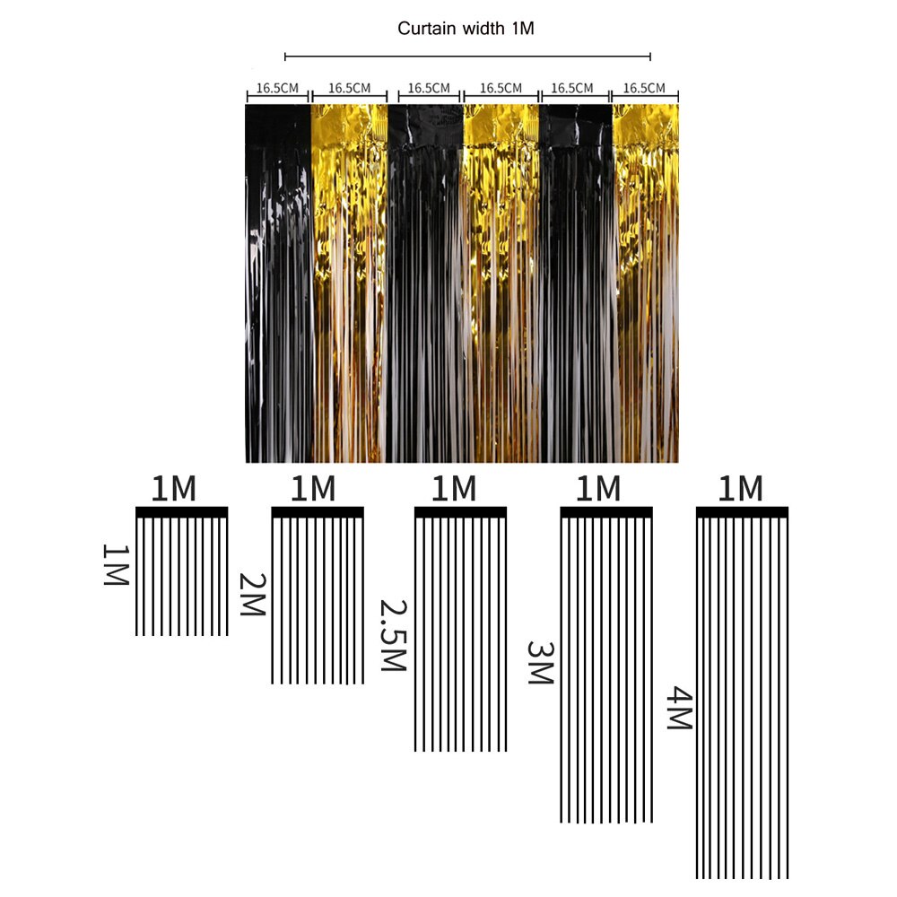 Graduation Party Gold Black Foil Tinsel Fringe Cur... – Grandado