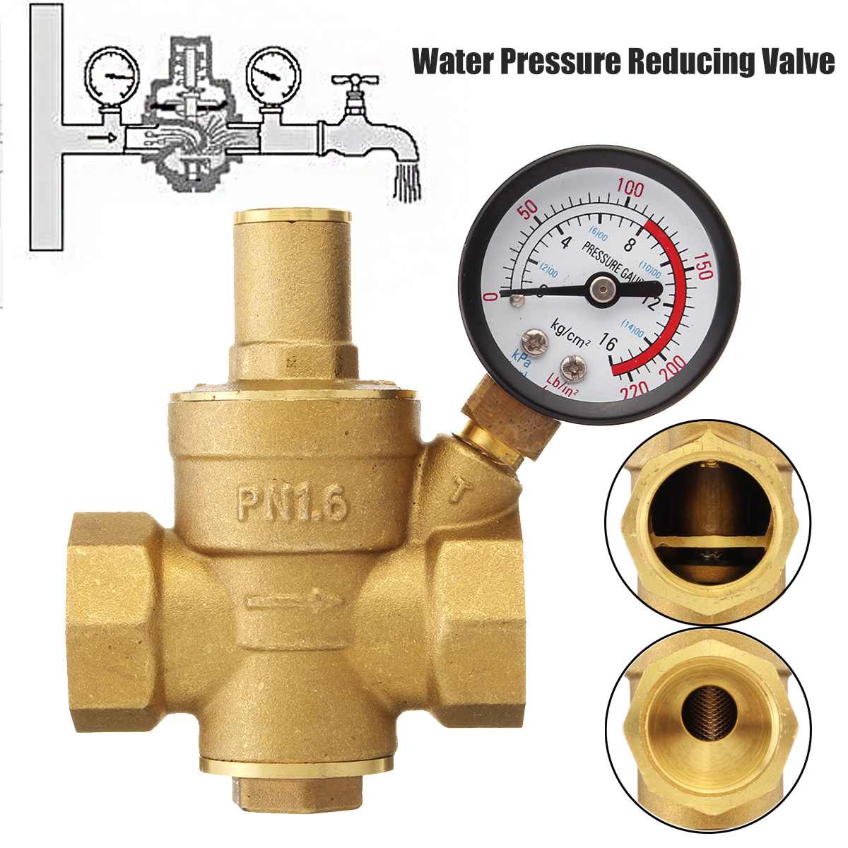 DN20 3/4 Inch Brass Water Pressure Regulator Reduc... – Vicedeal