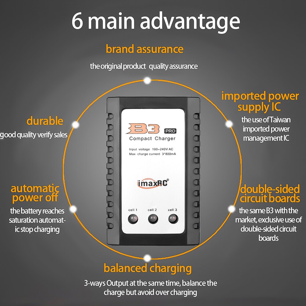 110-240V B3 Pro Compact Balance Charger for 2S 3S ... – Grandado