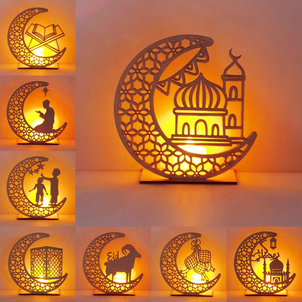 Moon Wooden Craft EID Mubarak Decor Ramadan Decora... – Grandado