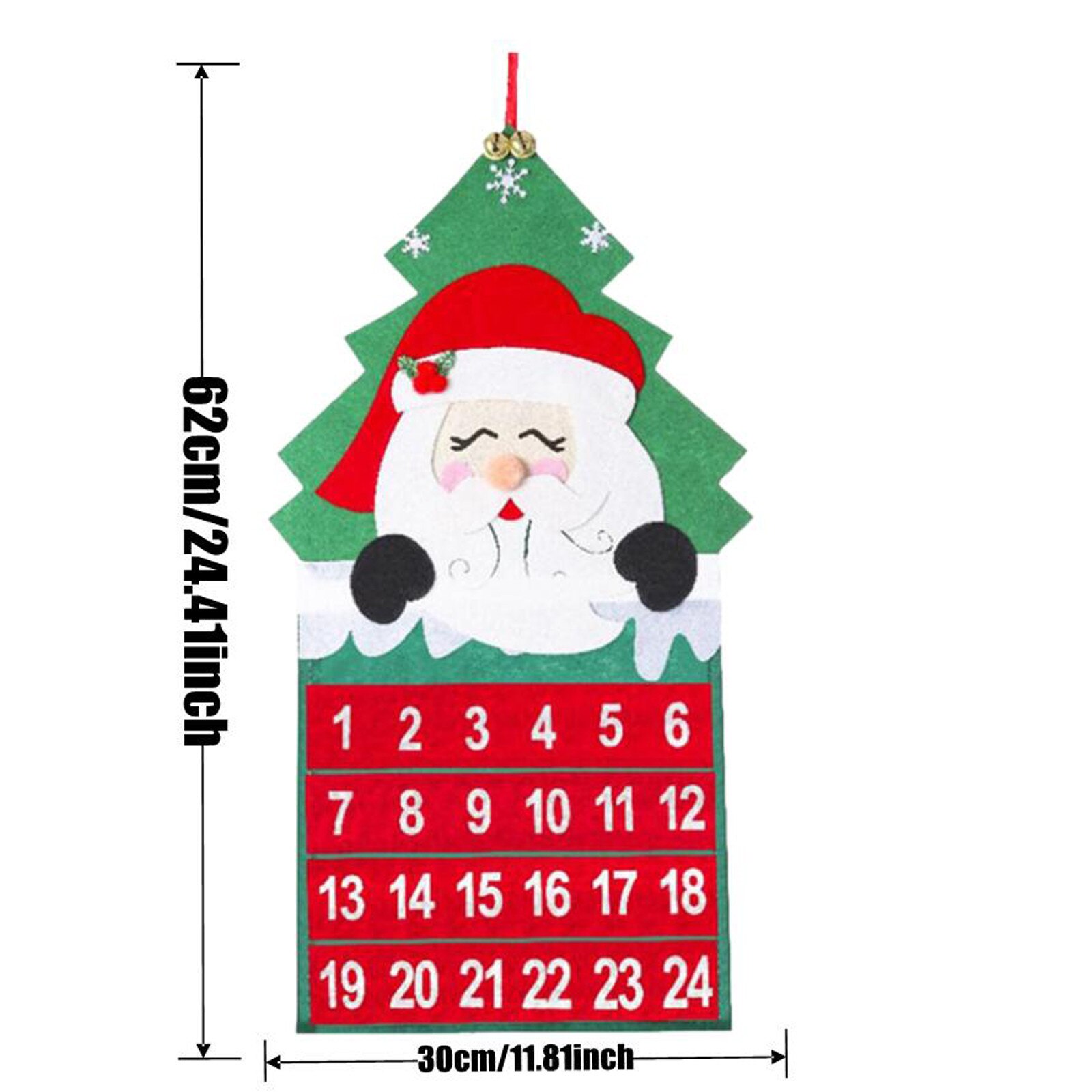 Christmas Advent Calendar Felt Red Santa Claus Tre... – Grandado