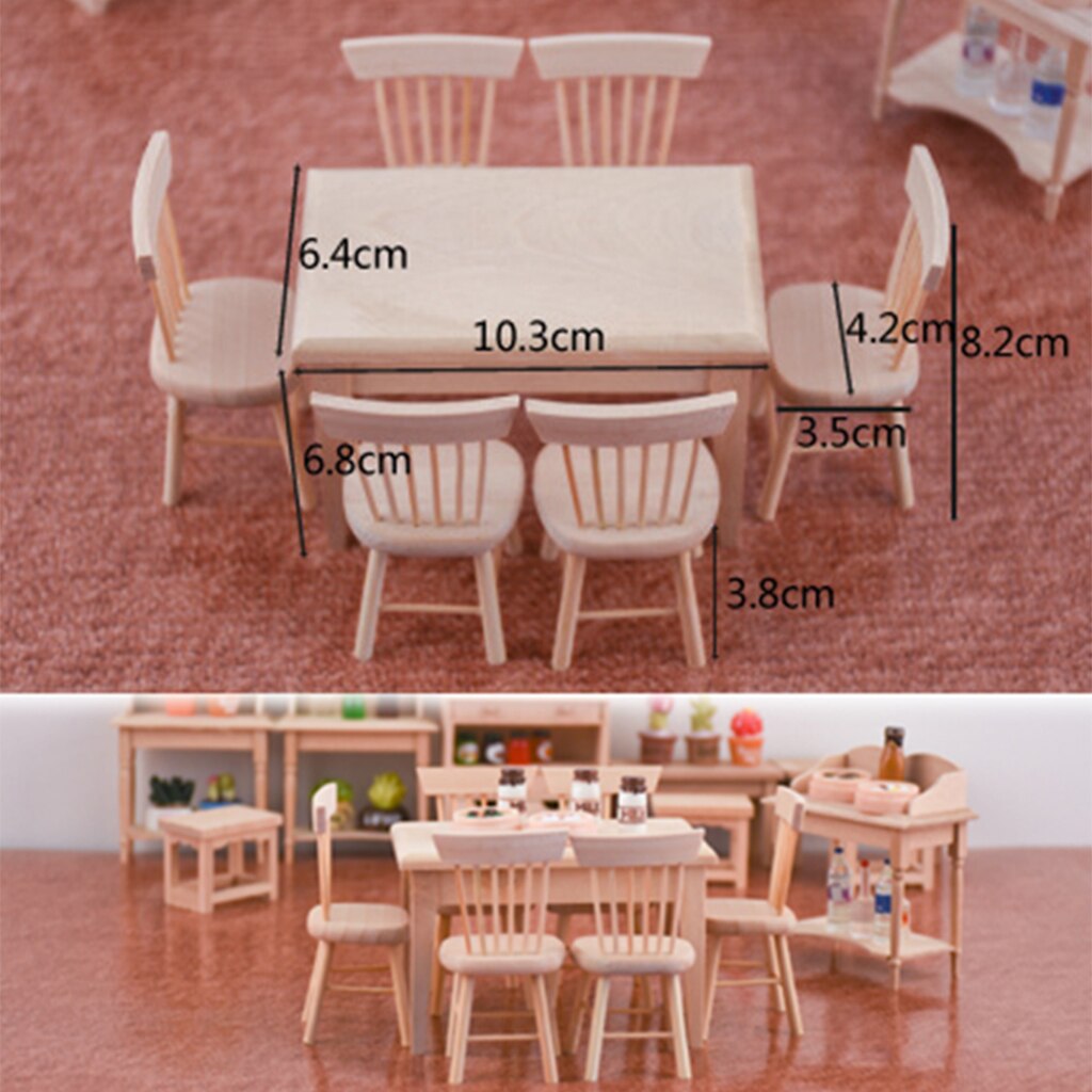 Set Of 5pcs Miniature Dining Table And Chairs Mode... – Grandado