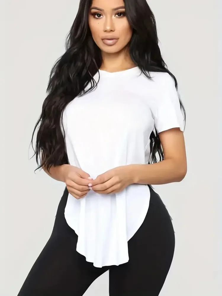 Plus size afslappet dame t-shirt med korte ærmer p... – Grandado