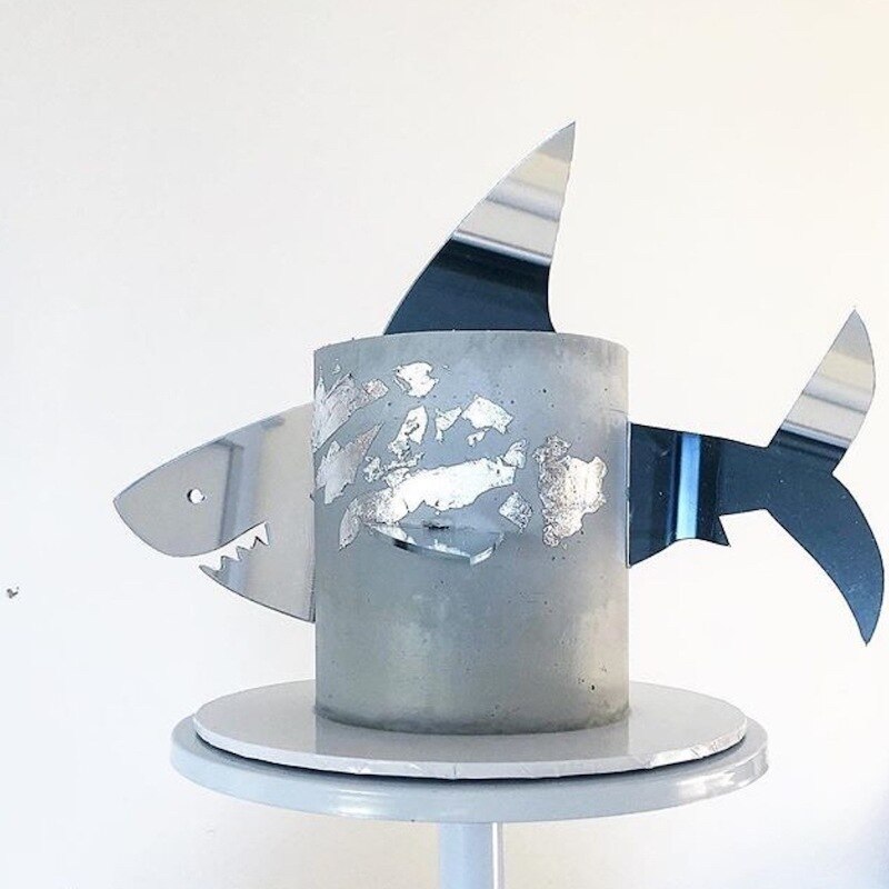 3pcs Bag Acrylic Shark Happy Birthday Cake Topper Grandado