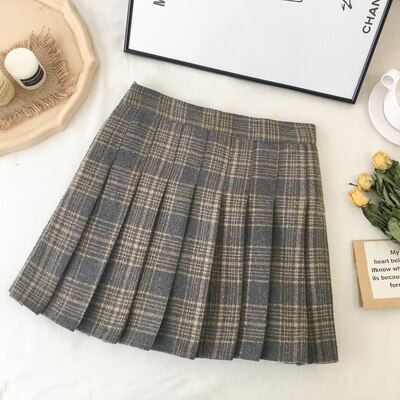 spring Japanese loli retro plaid high waist pleate... – Grandado