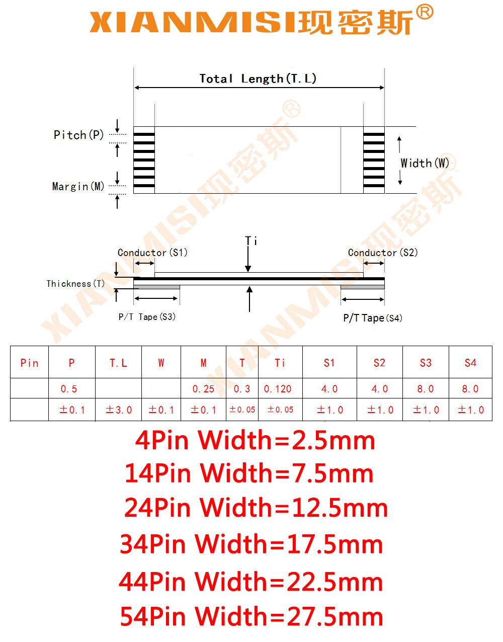 FFC/FPC Flat Flex Ribbon Cable 4Pin 14Pin 24Pin 34... – Grandado