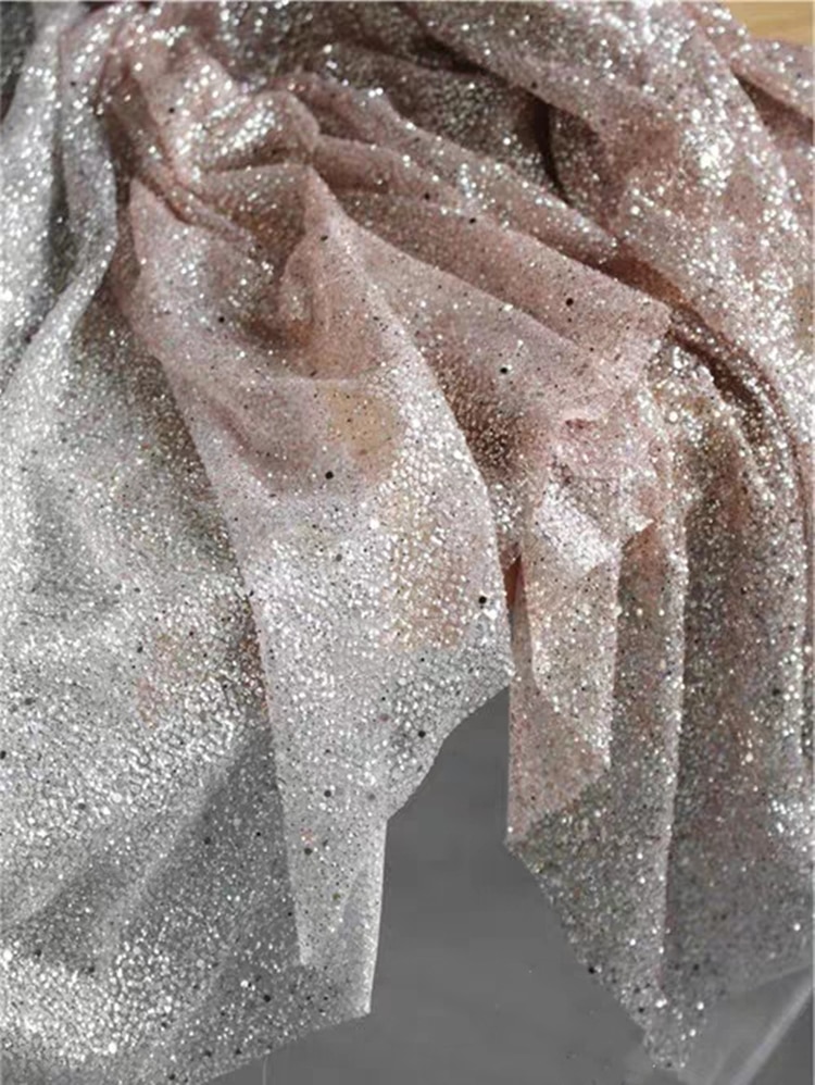 Glitter tyll spets bronzing tyg guld sparkle palje... – Grandado