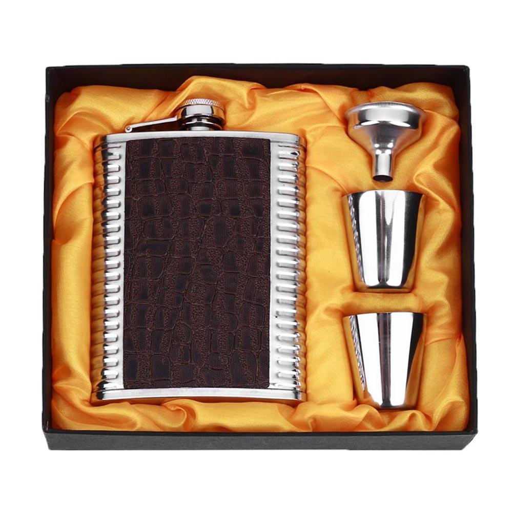 8oz Leather Stainless Steel Hip Flask Set Whiskey ... – Grandado