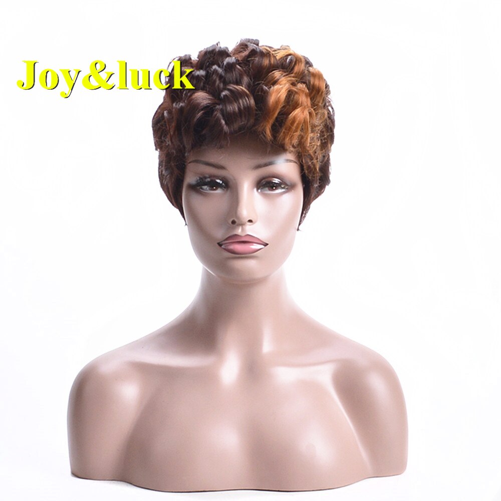Joy&luck Short Wig Pixie Cut Culry Ombre Brown Col... – Grandado