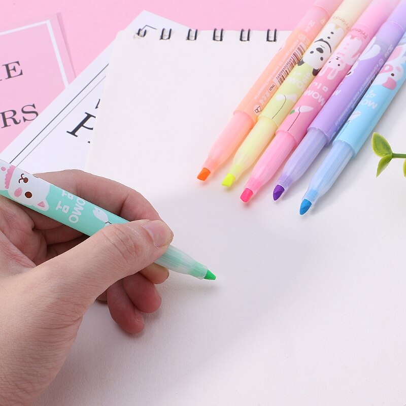 6Pc Cartoon Cute Focus Stud Highlighter Marker Pen... – Grandado