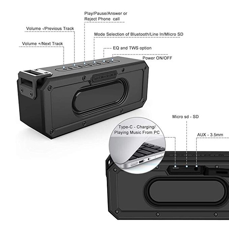 Bluetooth Lautsprecher 40W Tragbare Spalte Bluetoo... – Vicedeal