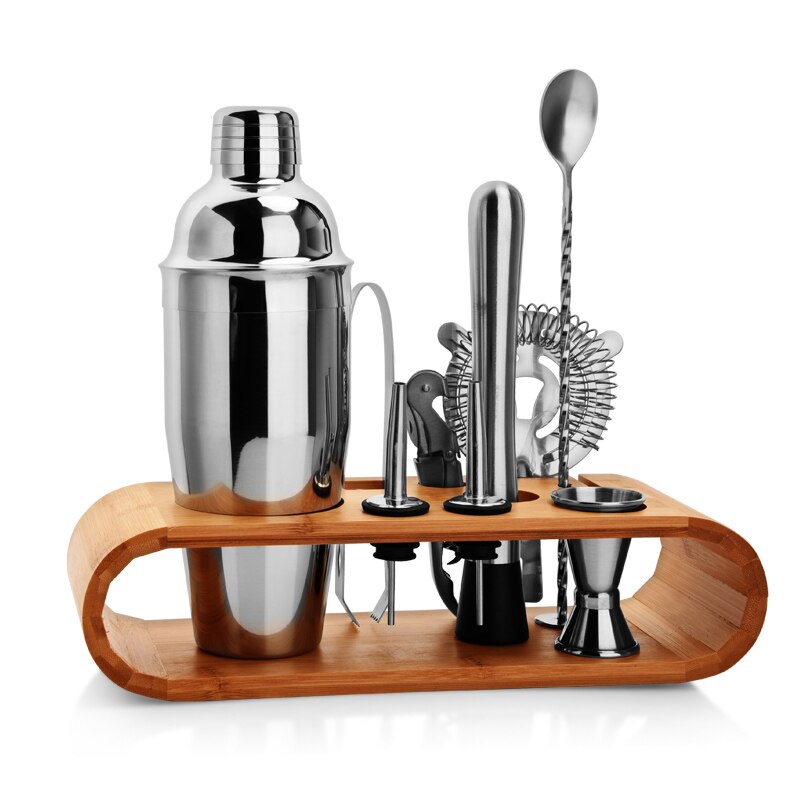 Stainless Steel Bartender Set Thick Bamboo Wooden ... – Grandado