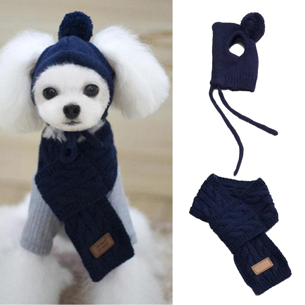 Winter Warm Gebreide Pet Muts Sjaal Set Rood Zwart... – Vicedeal