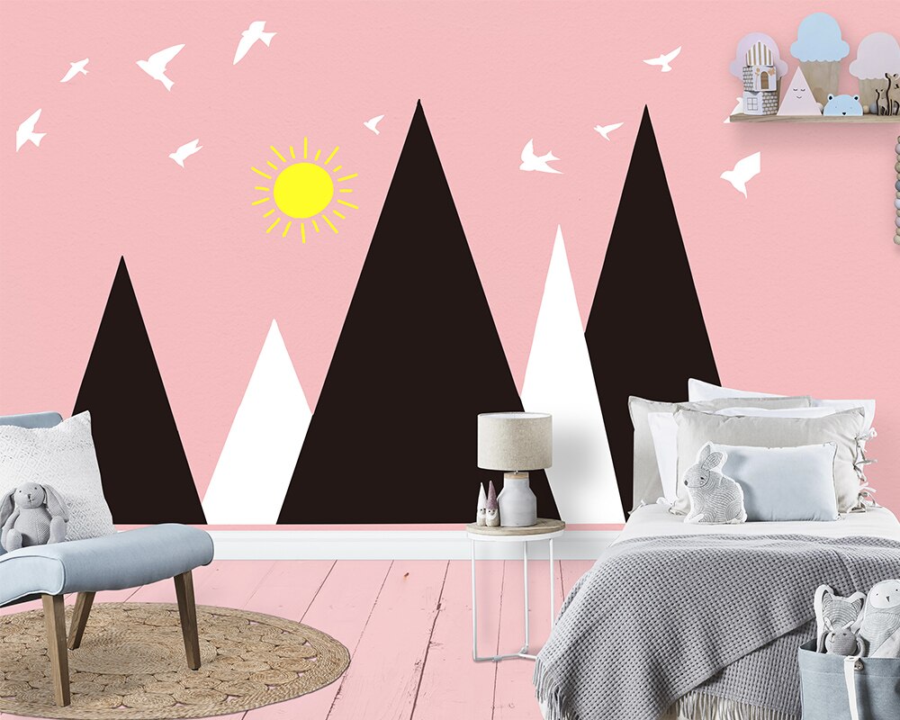 Three Colors Mountain Sunrise Vinyl Wall Sticker D... – Grandado