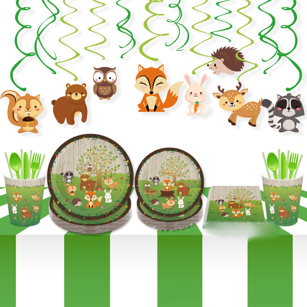 Woodland Animal Birthday Party Decoration Jungle F... – Grandado