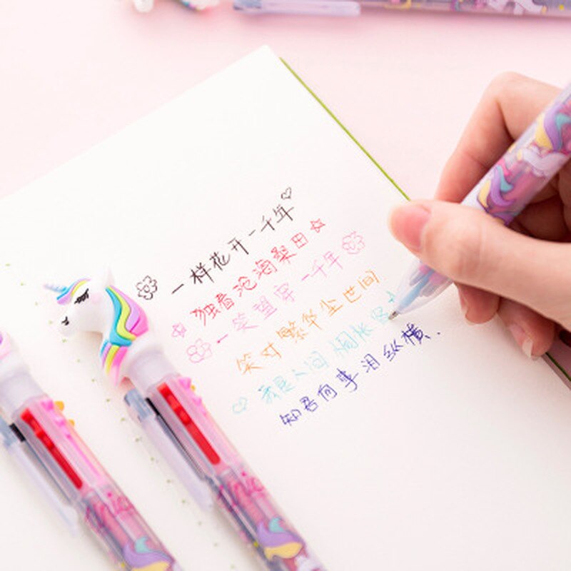 1 pcs Eenhoorn 6 Kleur Pen Briefpapier 0.5mm Leuke... – Vicedeal