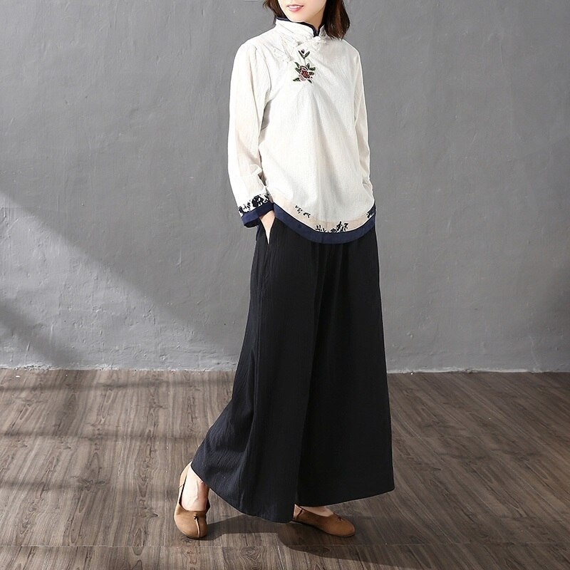 Chinese Top White Hanfu Qipao Blouse Tang Suit Cot... – Vicedeal