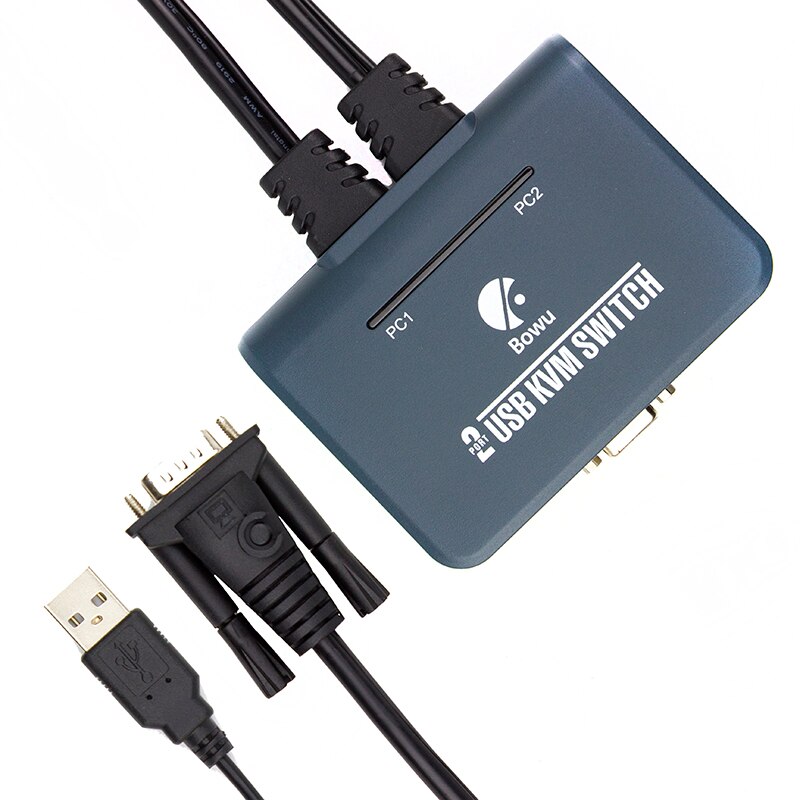 2 Ports Vga Kvm Switch With Cable Vga Usb Converte Grandado