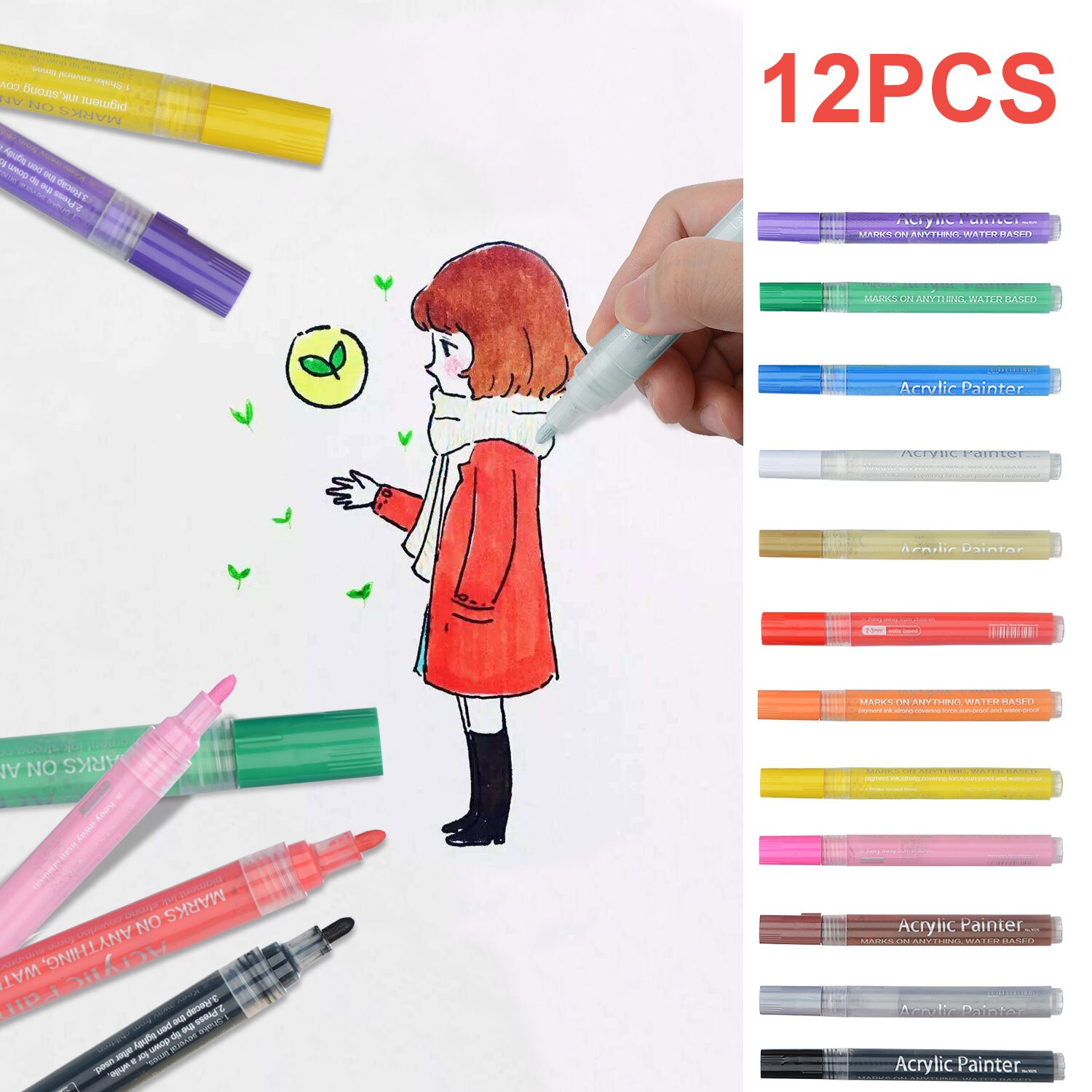 12/24 Colors Water Acrylic Paint Pens Pencil Set f... – Grandado