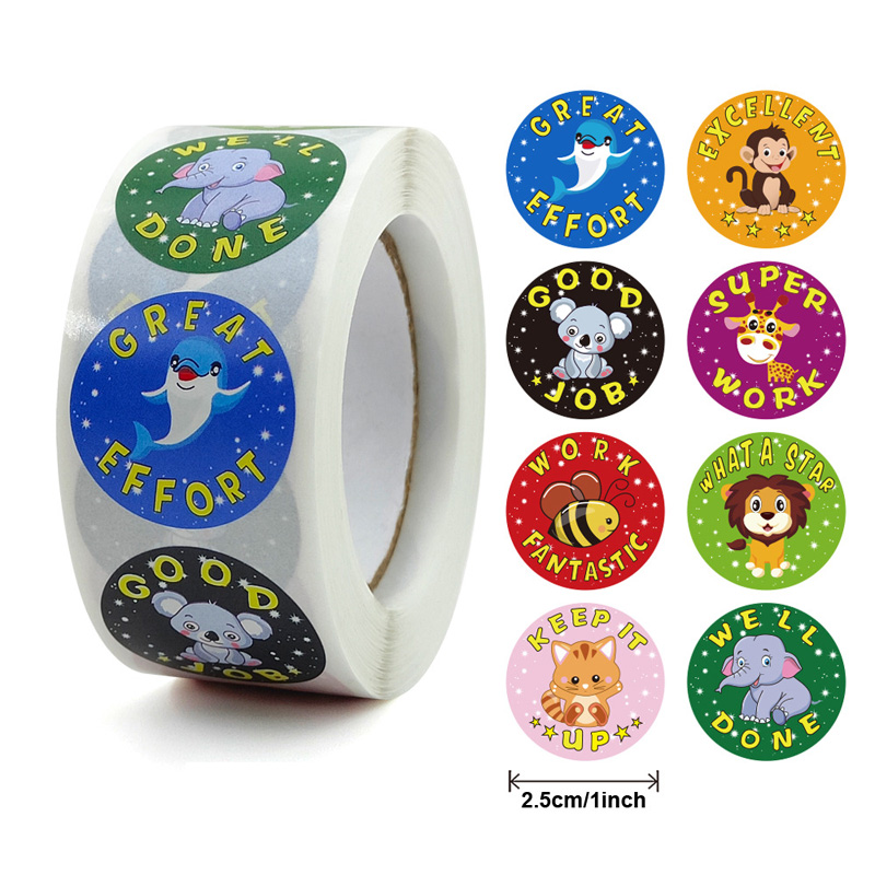 500Pcs/Roll Children's Cute Animal Scroll Reward S... – Grandado