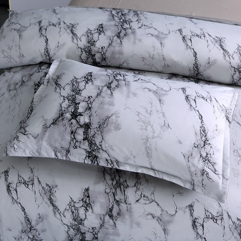 White Black Stone Pattern Duvet Cover Set Single D... – Grandado