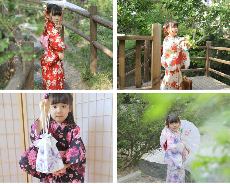 girls printed japanese kimono robe child warrior c... – Grandado