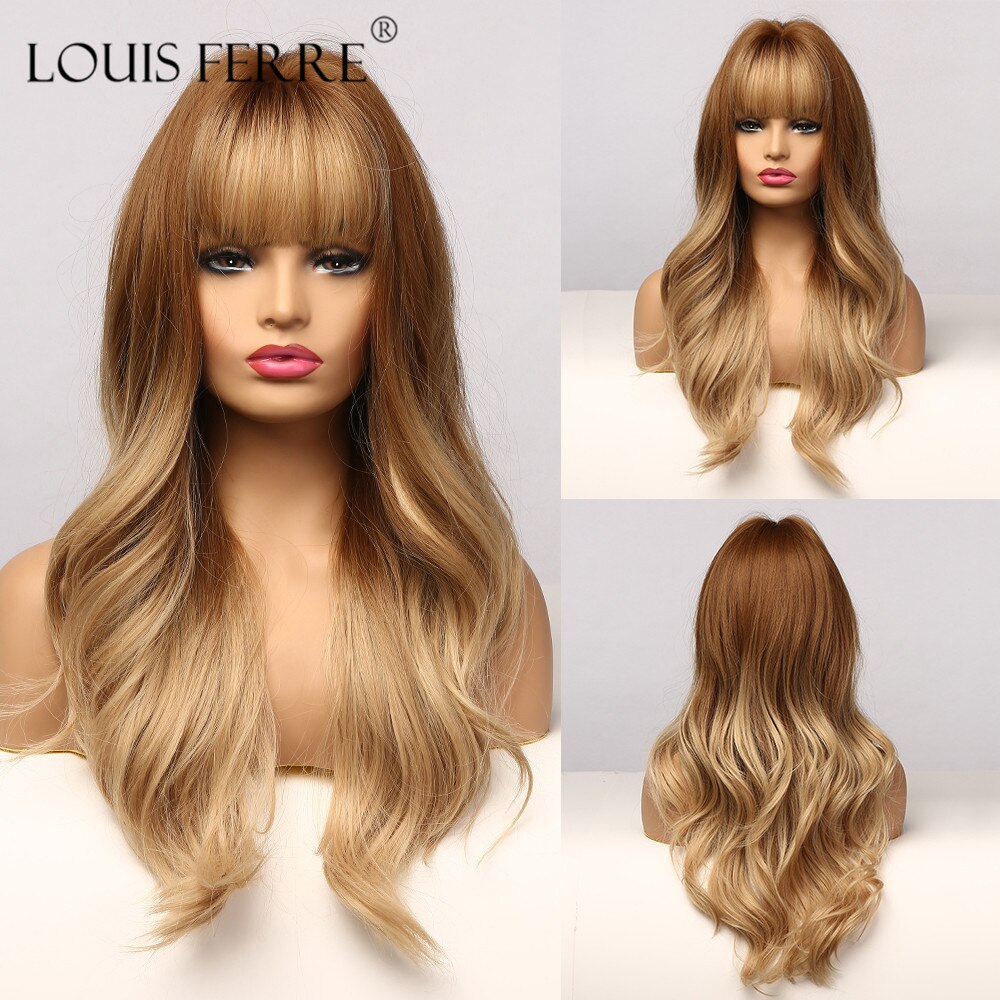 LOUIS FERRE Long Ombre Brown Honey Synthetic Wig w... – Vicedeal