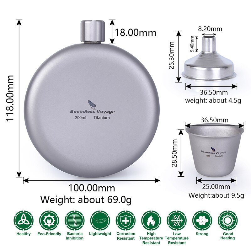 7oz 200ml Titanium Hip Flask with Funnel Portable ... – Grandado