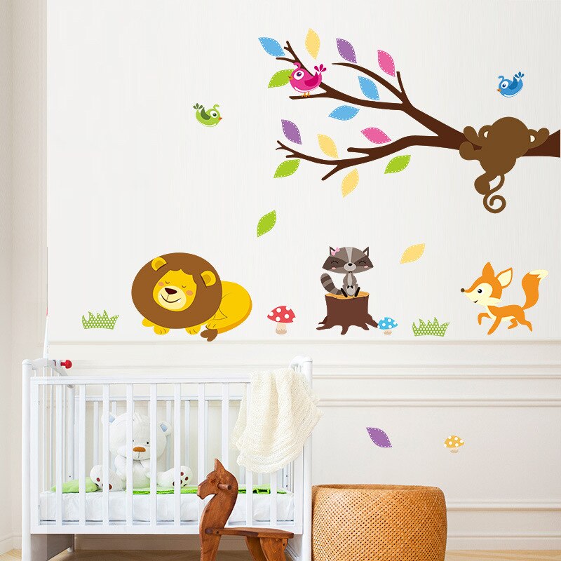 Mooie Bos Dier Cartoon Boomtak Muurstickers Pvc Ve... – Vicedeal