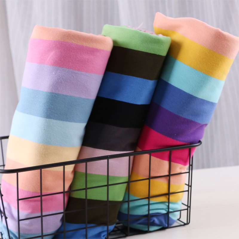 Thin rainbow striped fabric Elastic cotton Gradien... – Vicedeal