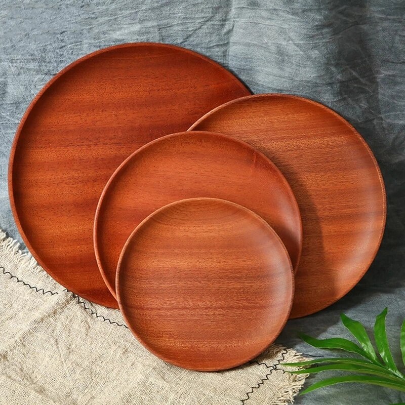 15/18/20/24CM Round Shape Wood Plate Candy Fruit D... – Grandado