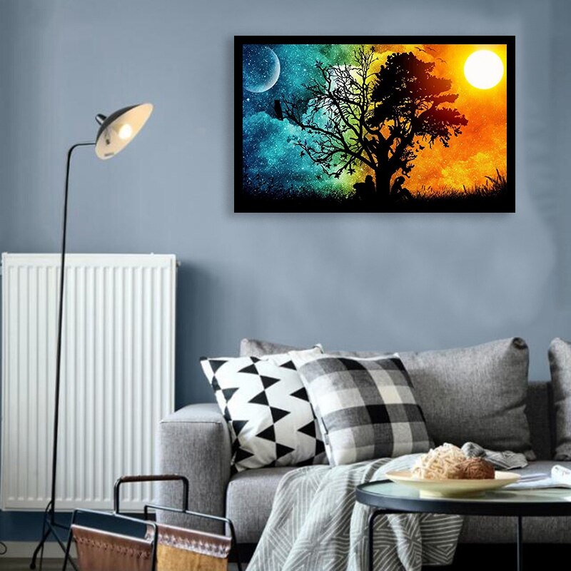 Paint By Numbers Kits for Adult, DIY Canvas Painting for Adults Beginner-Sun Moon Tree – Grandado