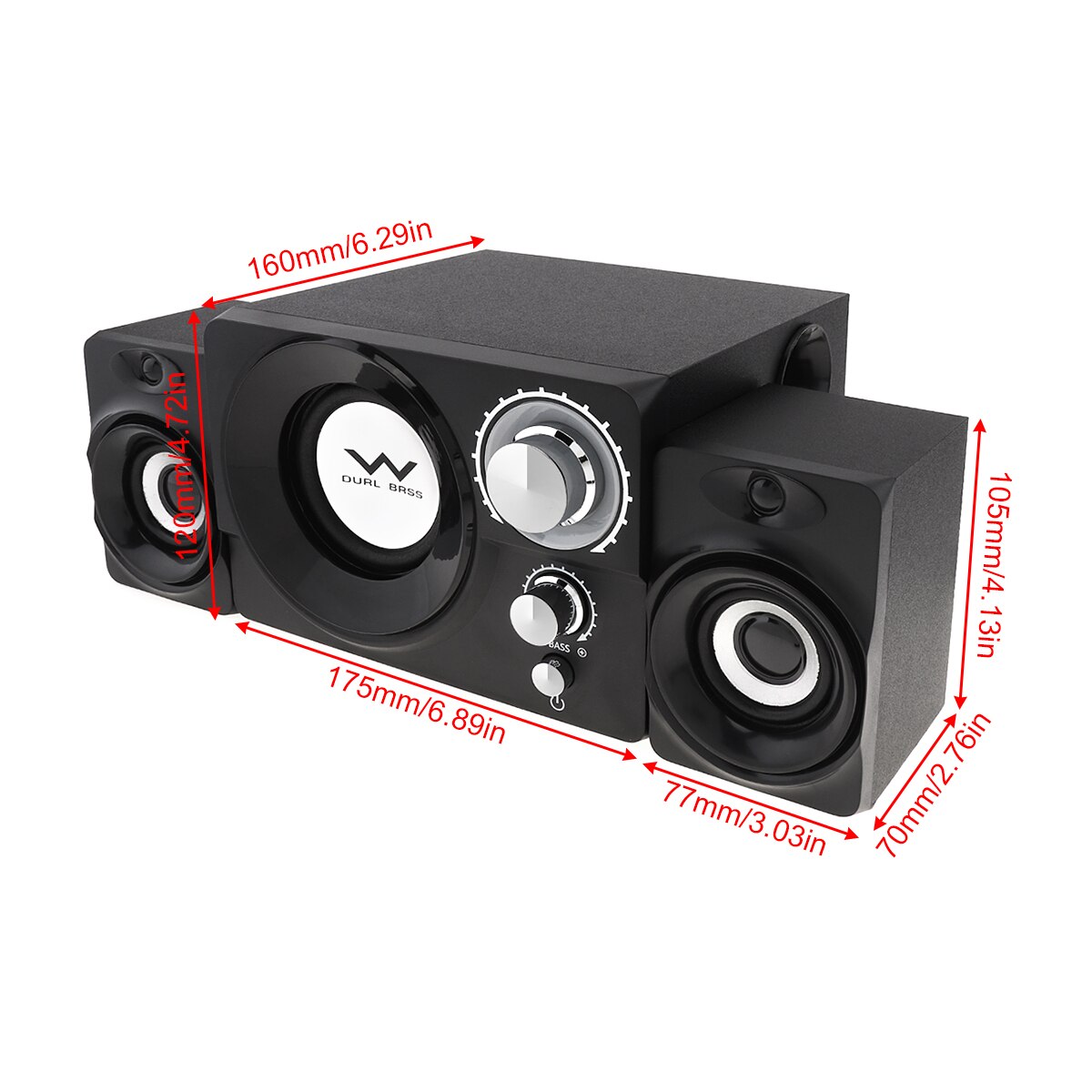 SADA S-20 2.1 Mini Black 11W Wooden Subwoofer Port... – Grandado