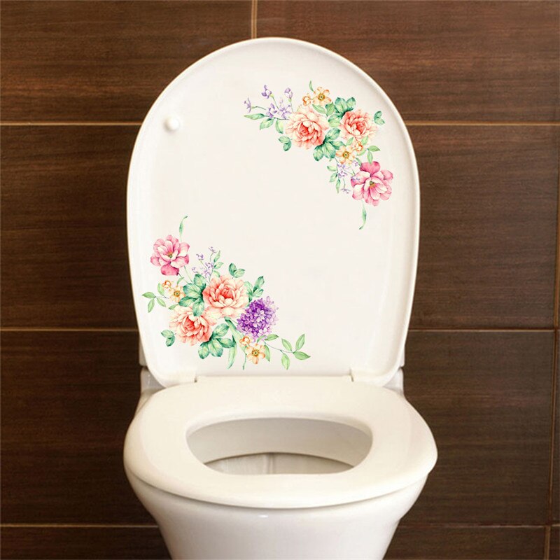 Colorful Flower Floral Vine Stickers bathroom Toil... – Grandado