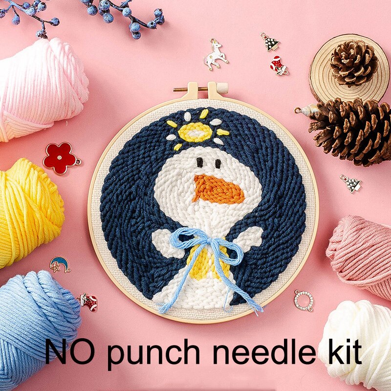 Cartoon Duck Punch Needle Embroidery Kit with Hoop... – Grandado