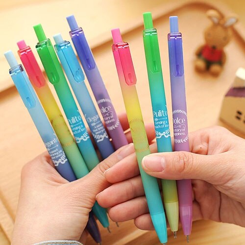 5pcs Black Ink Gel Pens Auto Ballpoint Pen Student... – Grandado