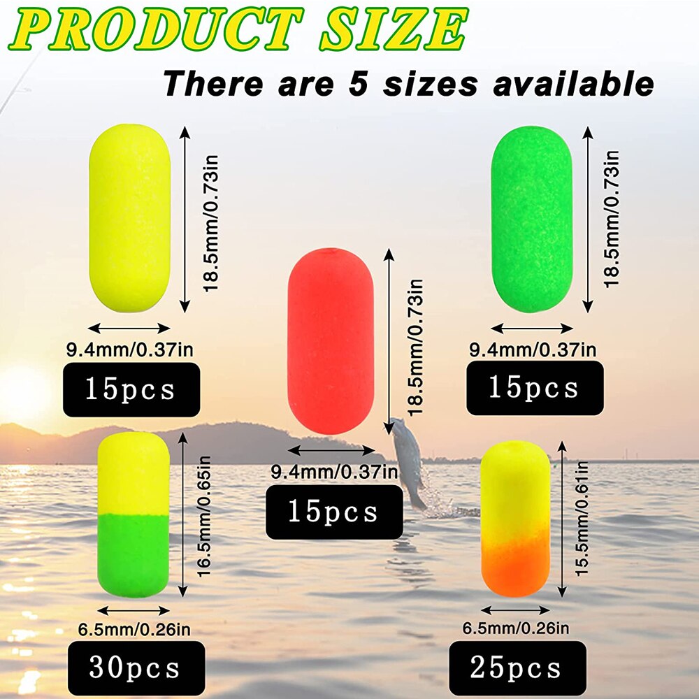 100Pcs/Box Foam Fishing Float Bobbers Cylinder Pom... – Grandado