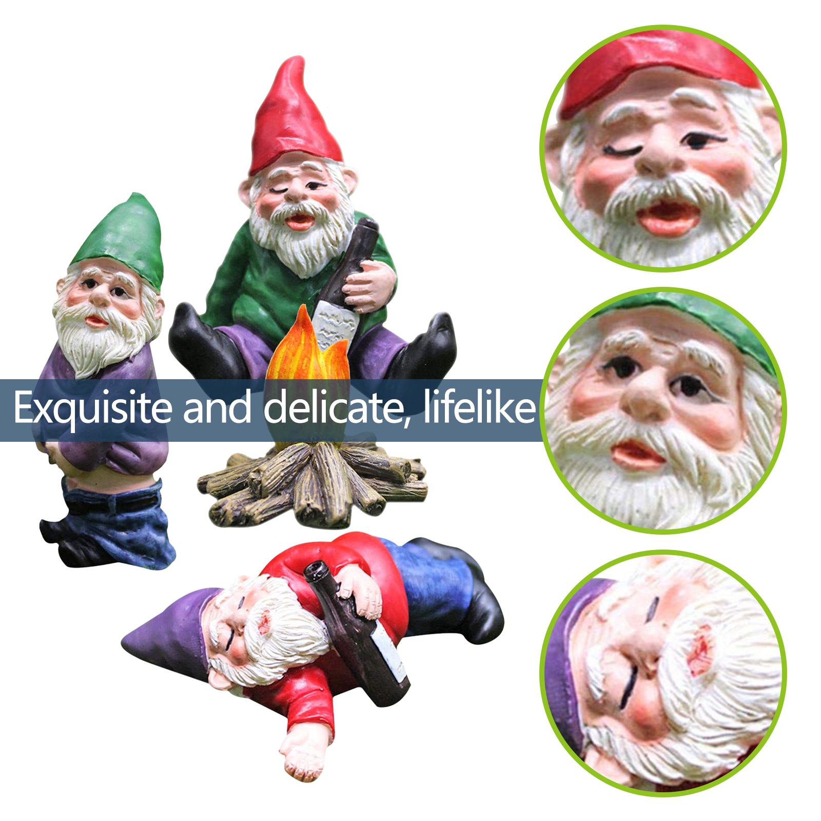4Pcs Fairy Tuin Dronken Gnomes Miniatuur Ornamente... – Grandado