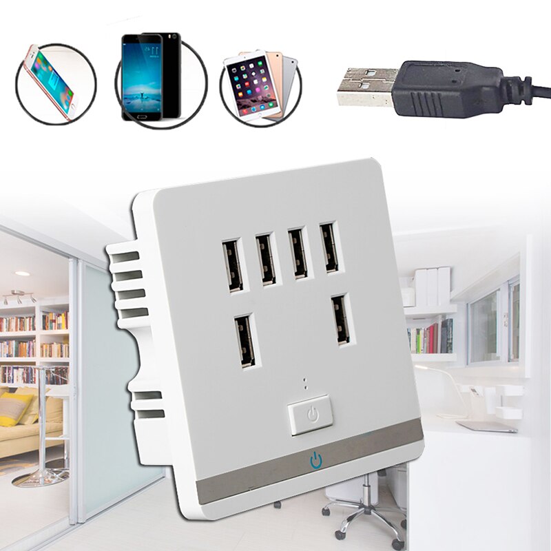 3.4A 6 Port USB Wall Charger Outlet Power Receptac... – Grandado