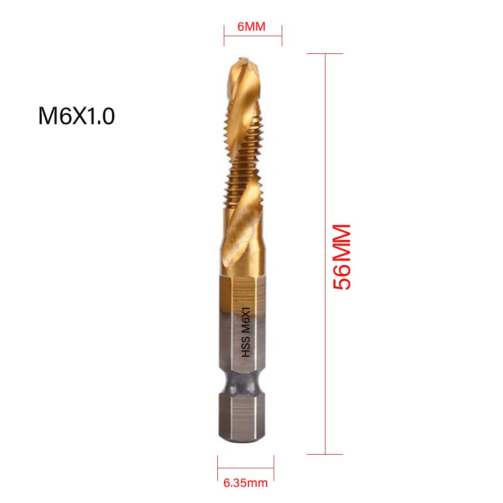 Titanium Plated Hex Shank HSS Screw Thread Metric ... – Grandado