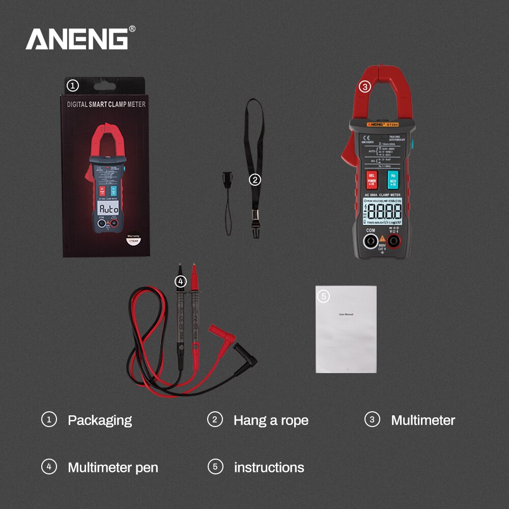ST204 Amperometric Clamp Meter Voltmeter Pliers Am... – Vicedeal